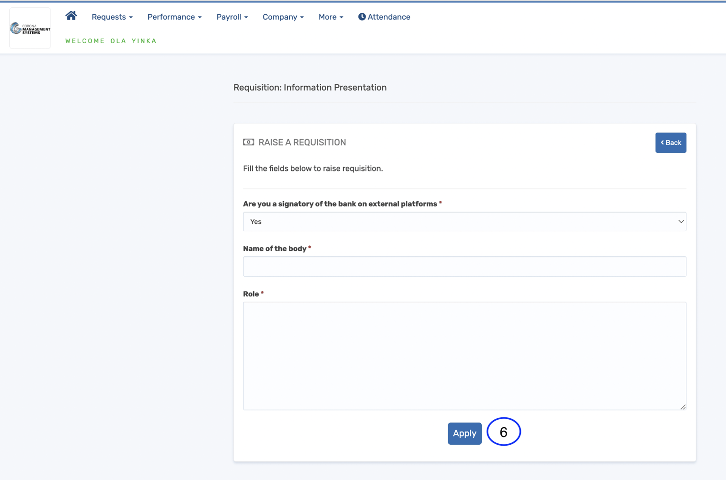 How to request service requisition as an employee